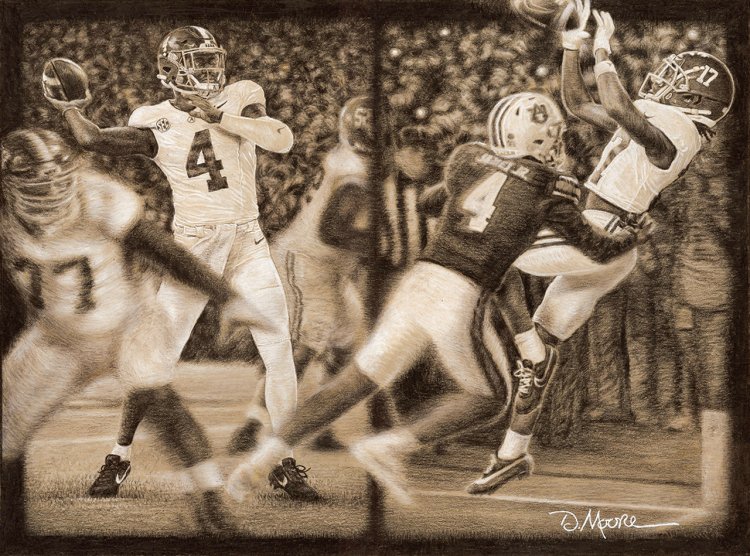 Framed Daniel Moore Alabama Football Prints - 4th and 31 by Daniel ...