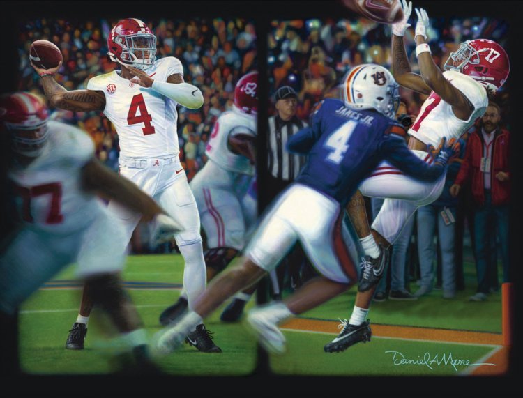 Framed Daniel Moore Alabama Football Prints - 4th and 31 by Daniel ...