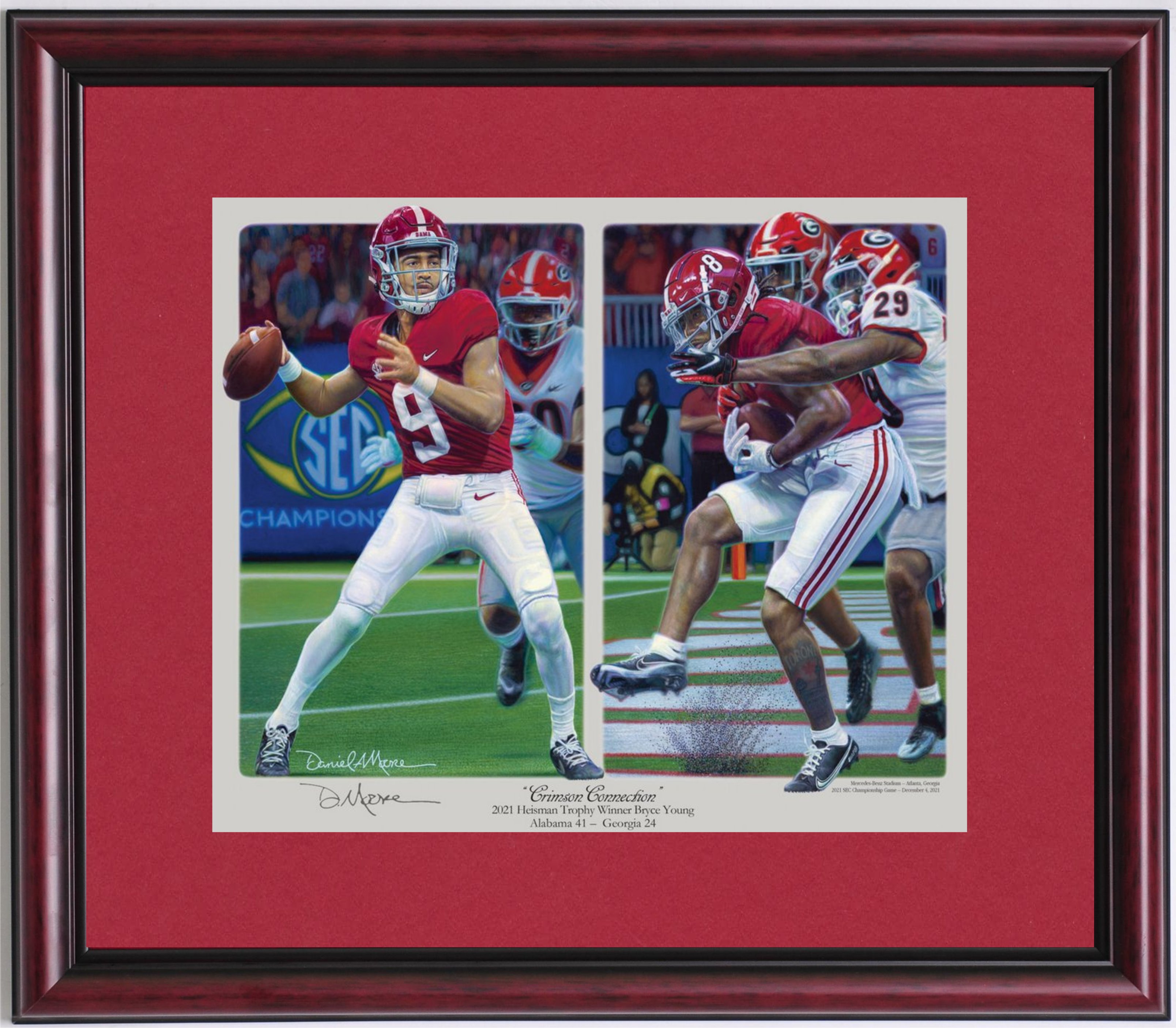 Framed Daniel Moore Alabama Football Prints - Crimson Connection Framed ...