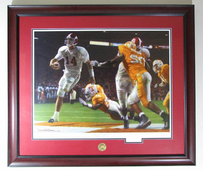 Framed Daniel Moore Alabama Football Prints - Running Through the "T ...