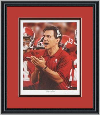 Framed Daniel Moore Alabama Football Prints - Nick Saban framed print ...