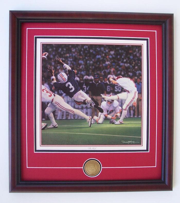 Framed Daniel Moore Alabama Football Prints - The Kick framed with coin #2